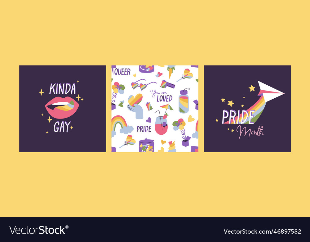 Set of lgbtq community symbols and icons seamless Vector Image