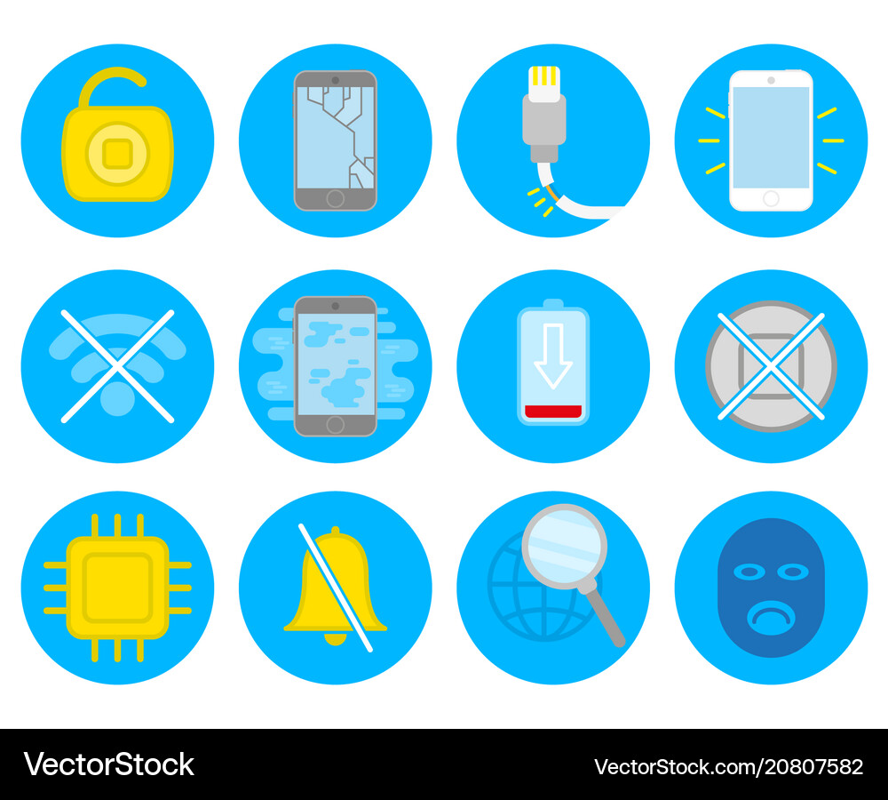 Set with repair smartphone icons Royalty Free Vector Image