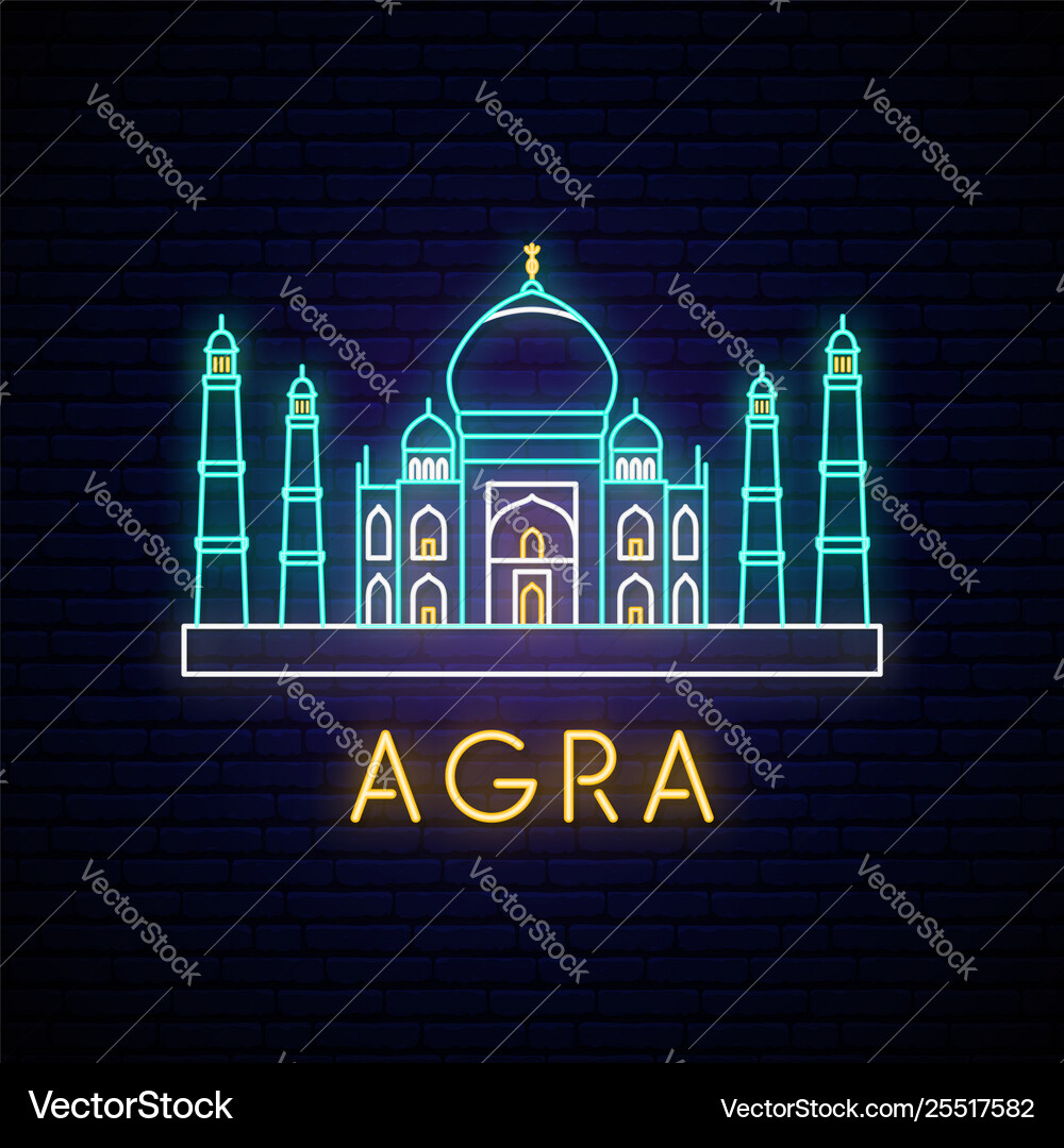 Taj mahal neon sign Royalty Free Vector Image - VectorStock