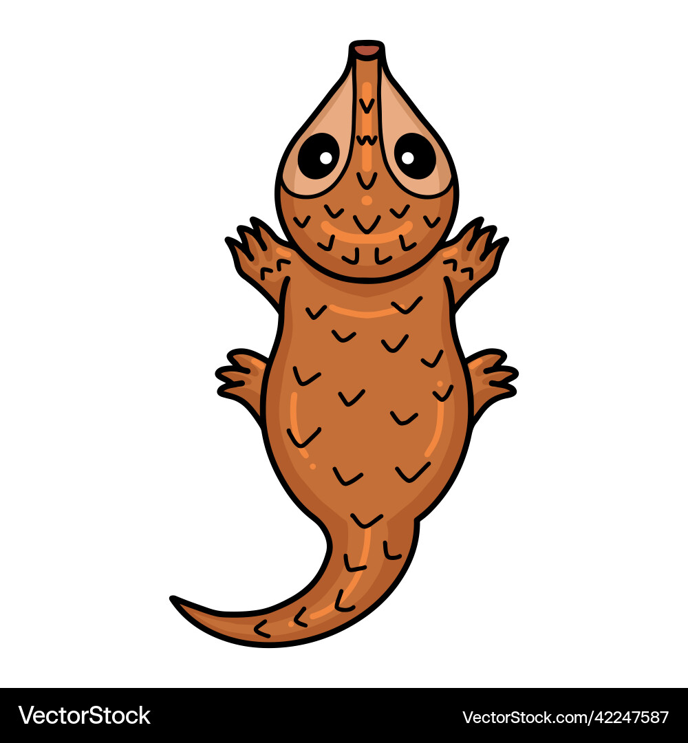 Cute little pangolin cartoon character Royalty Free Vector
