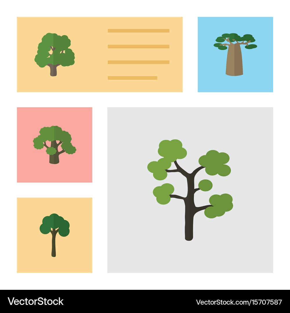 Flat icon nature set of decoration tree Royalty Free Vector