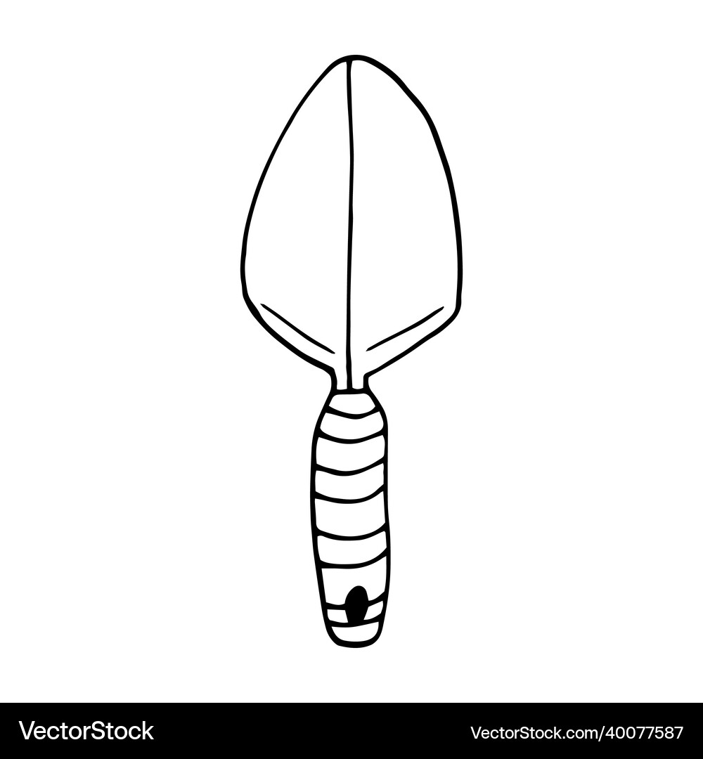 Garden shovel drawn doodle minimalism Royalty Free Vector