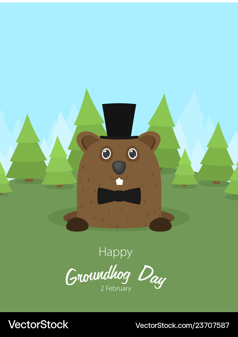 Happy groundhog day design with cute Royalty Free Vector