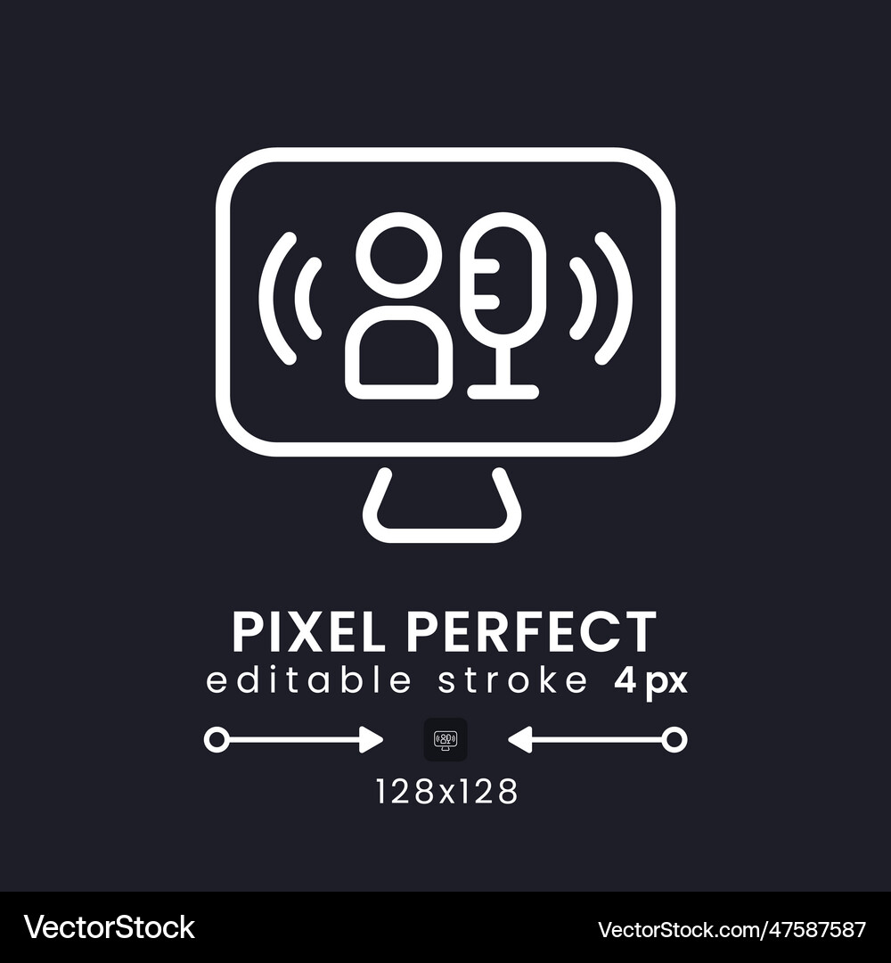 Live tv podcast white linear desktop icon on black