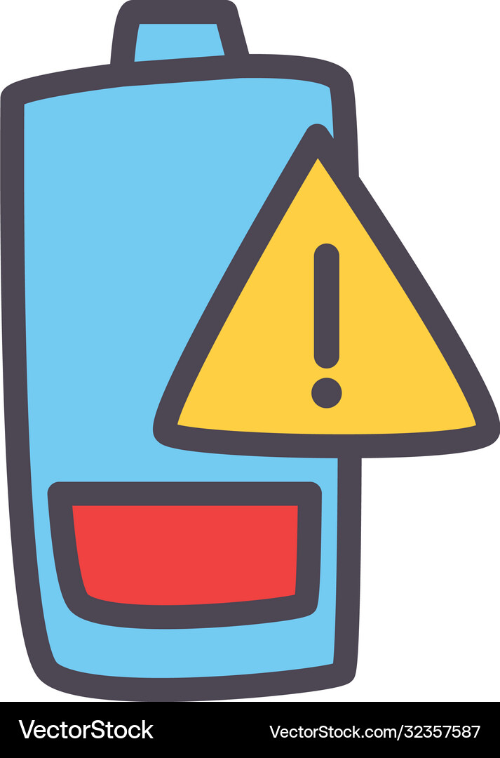 Low battery with warning banner line and fill Vector Image