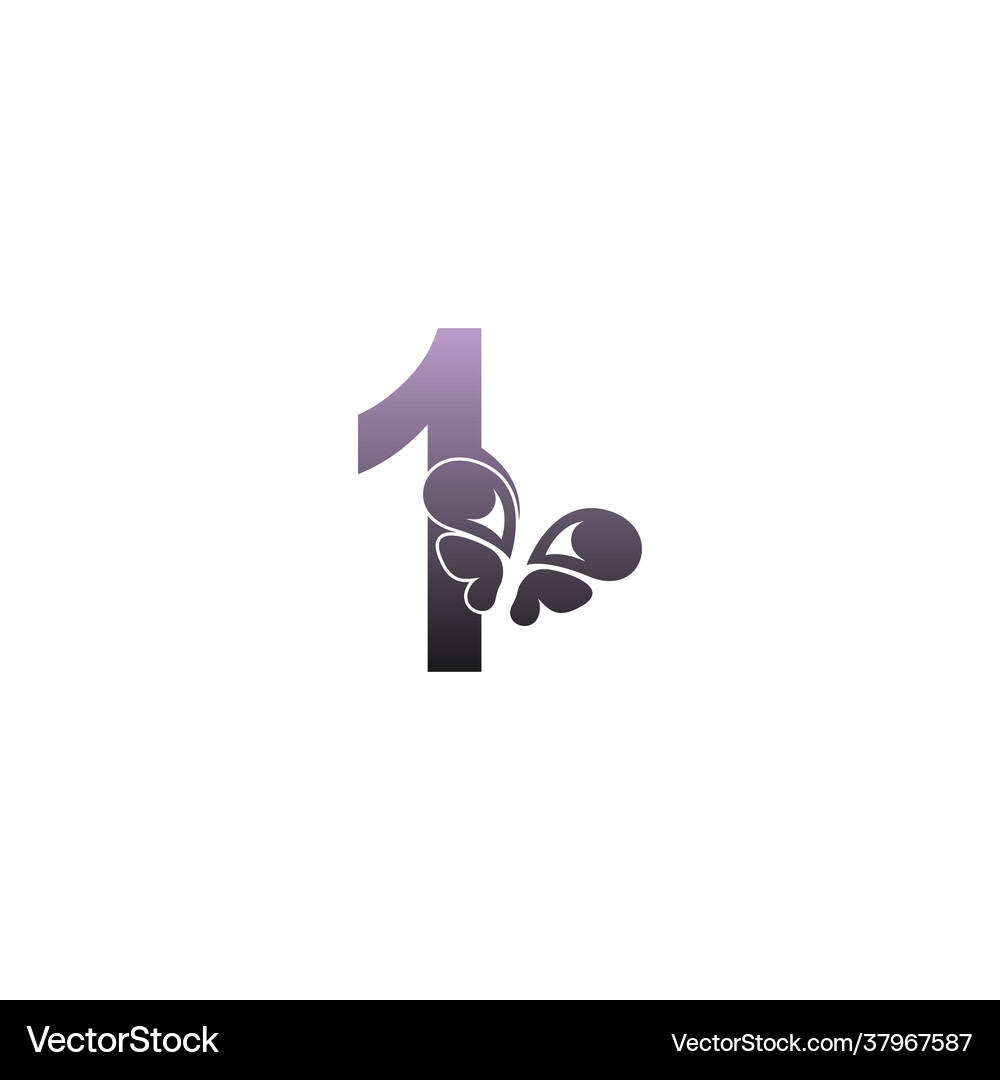 Number 1 with butterfly icon logo design Vector Image