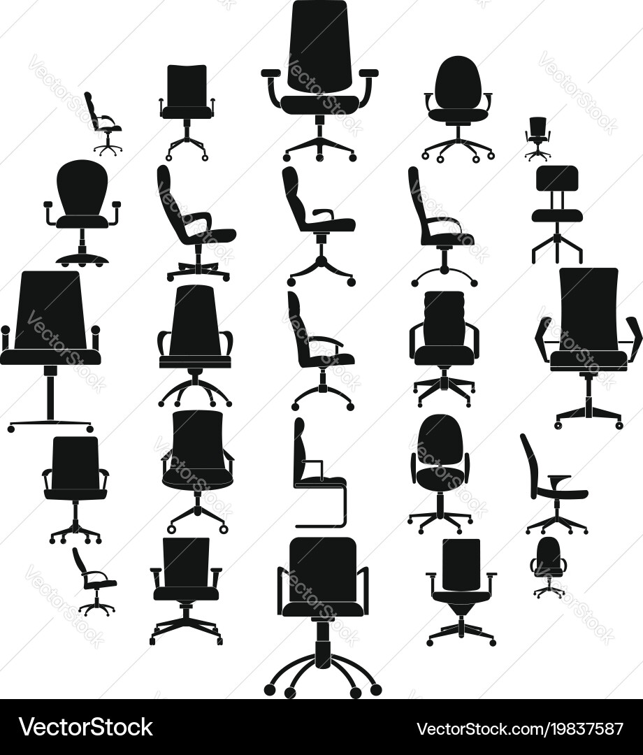 Office chair icons set simple style Royalty Free Vector