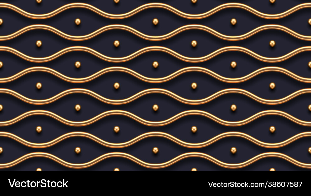 Seamless pattern realistic golden metal waves Vector Image
