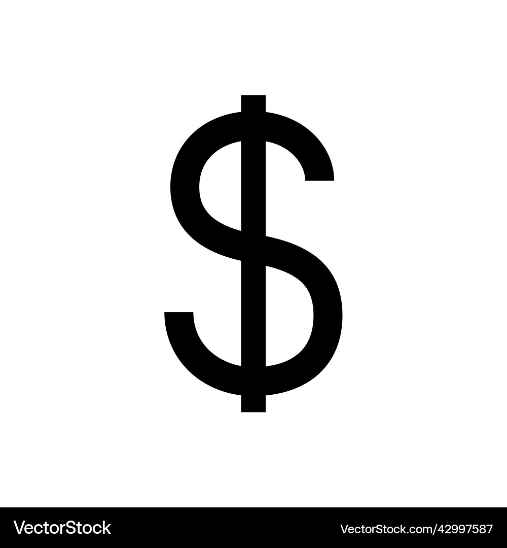 Us dollar currency sign isolated on white Vector Image