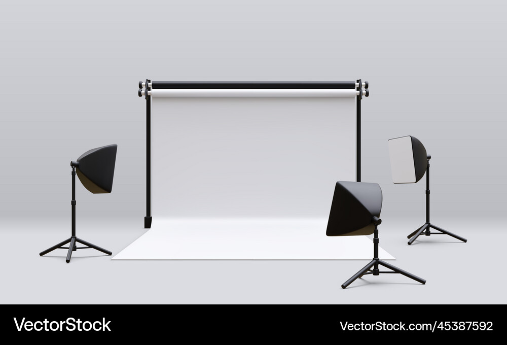 3d realistic interior of modern photo studio Vector Image