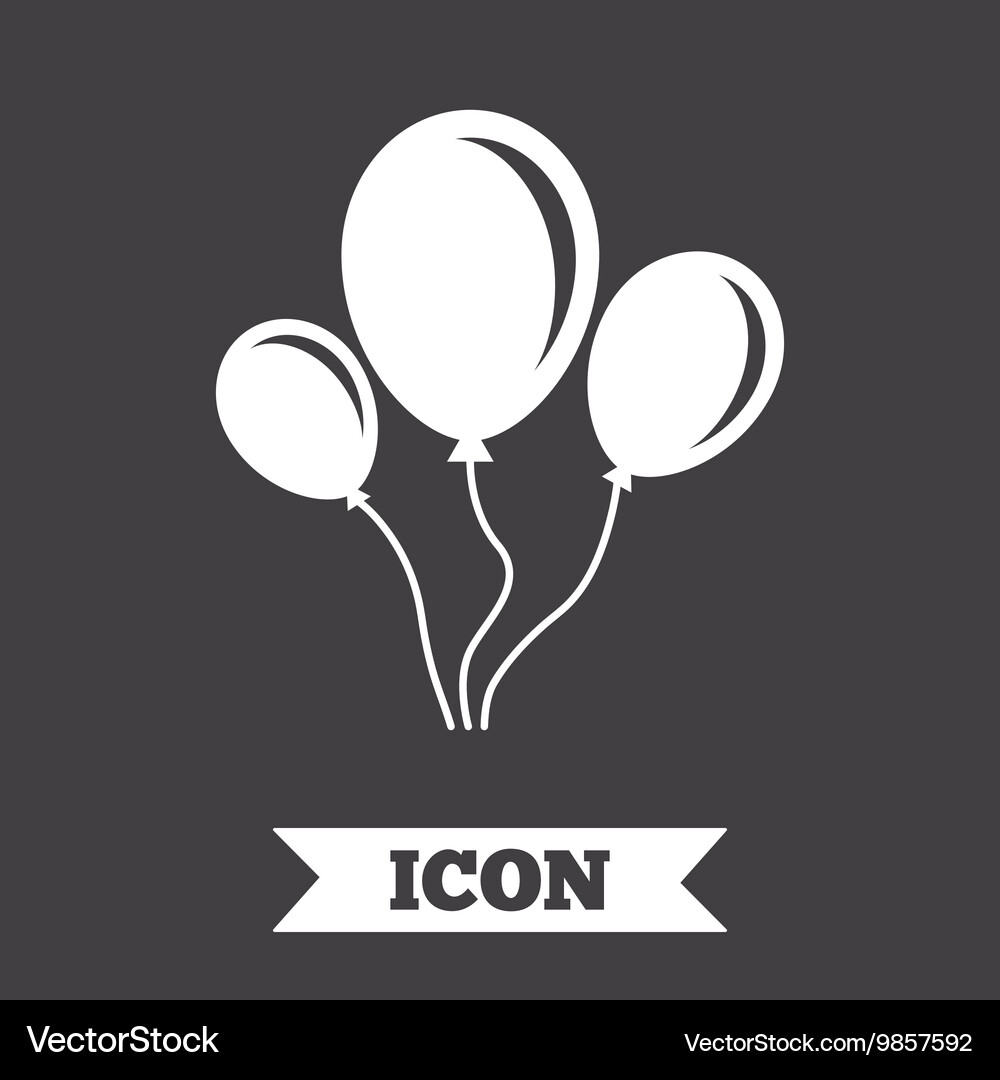 Balloon sign icon air with rope Royalty Free Vector Image