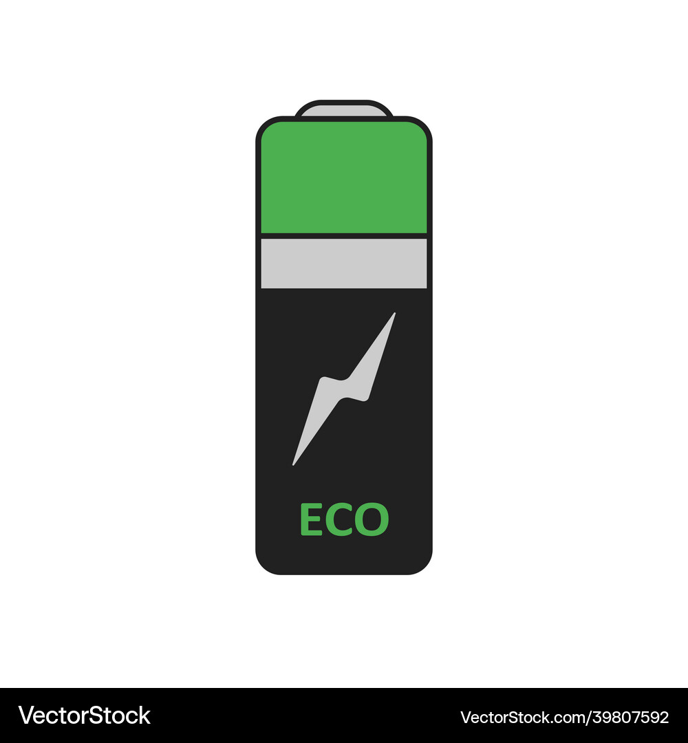 Battery graphic eco energy simple icon in flat Vector Image