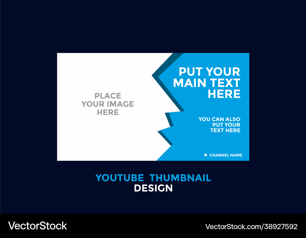 Editable youtube thumbnail design in blue color Vector Image