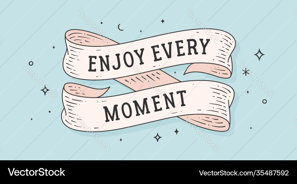 Enjoy every moment retro greeting card Royalty Free Vector