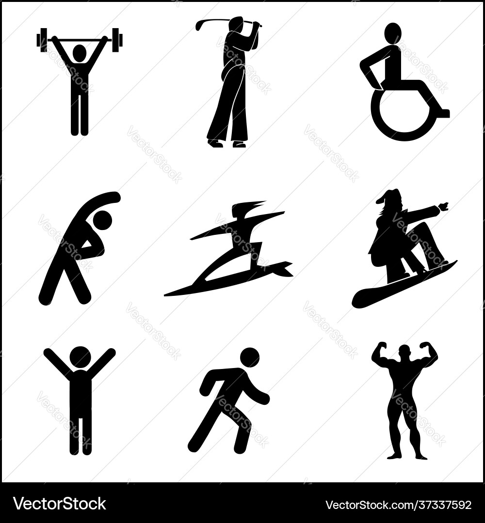 Exercises gymnast walk icon symbols set Royalty Free Vector