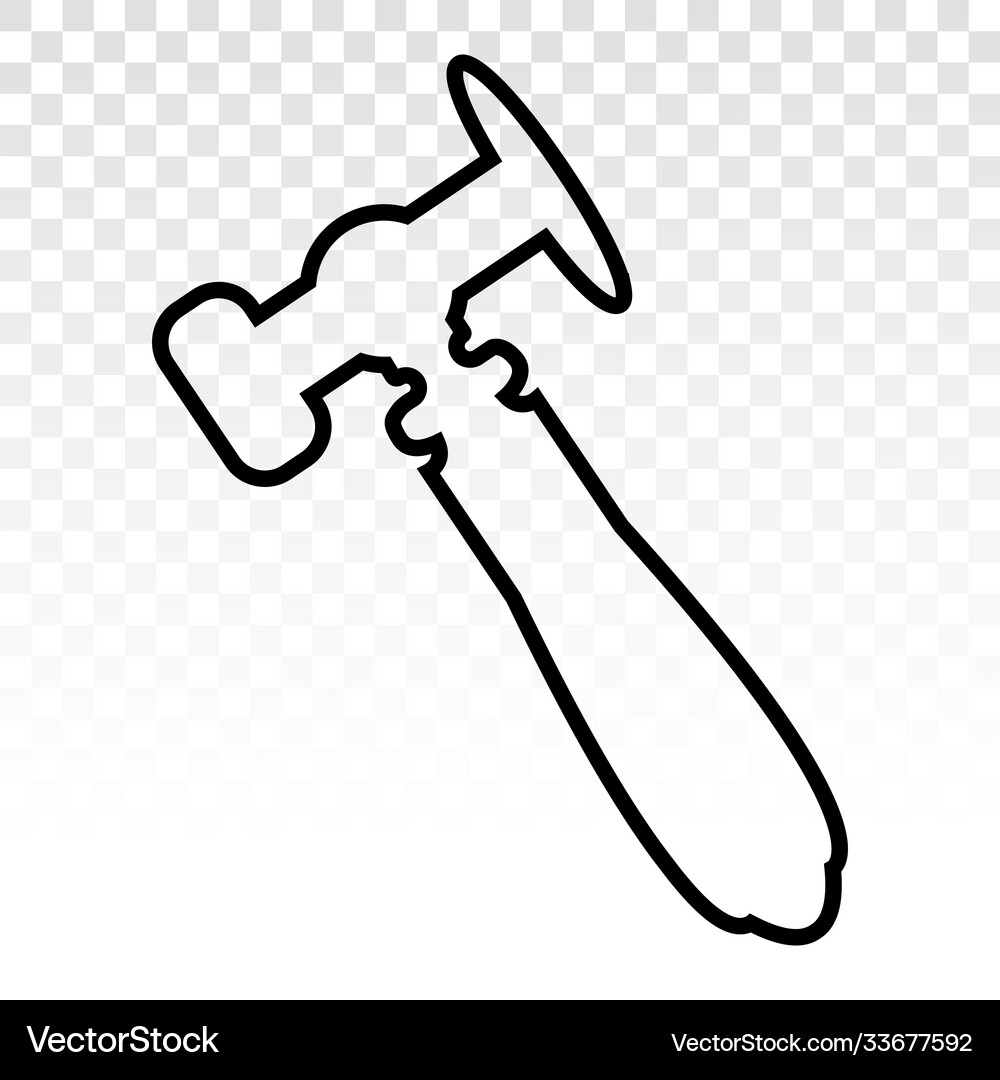 Hammer line art icon on a transparent background Vector Image