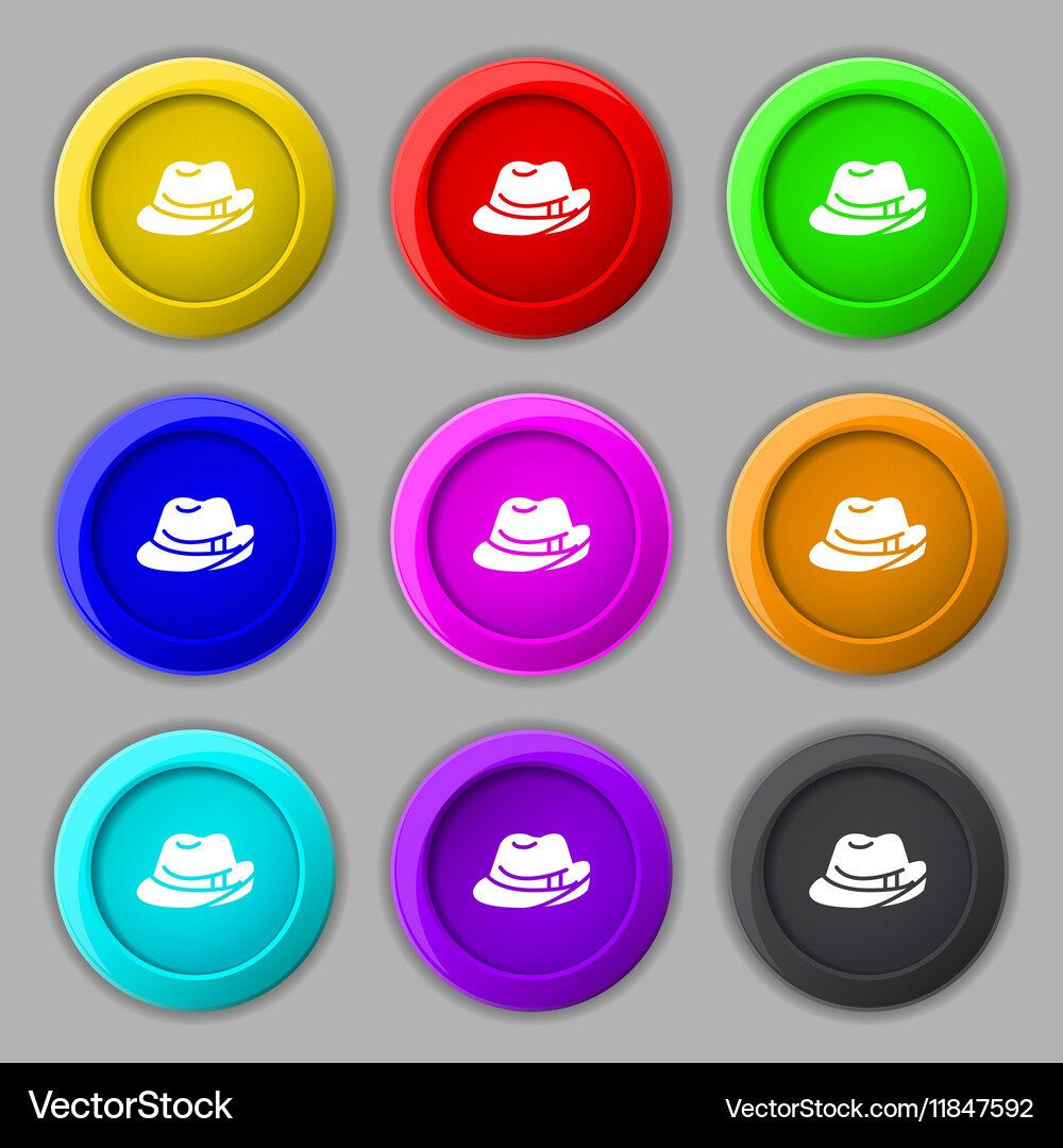 Hat icon sign symbol on nine round colourful Vector Image
