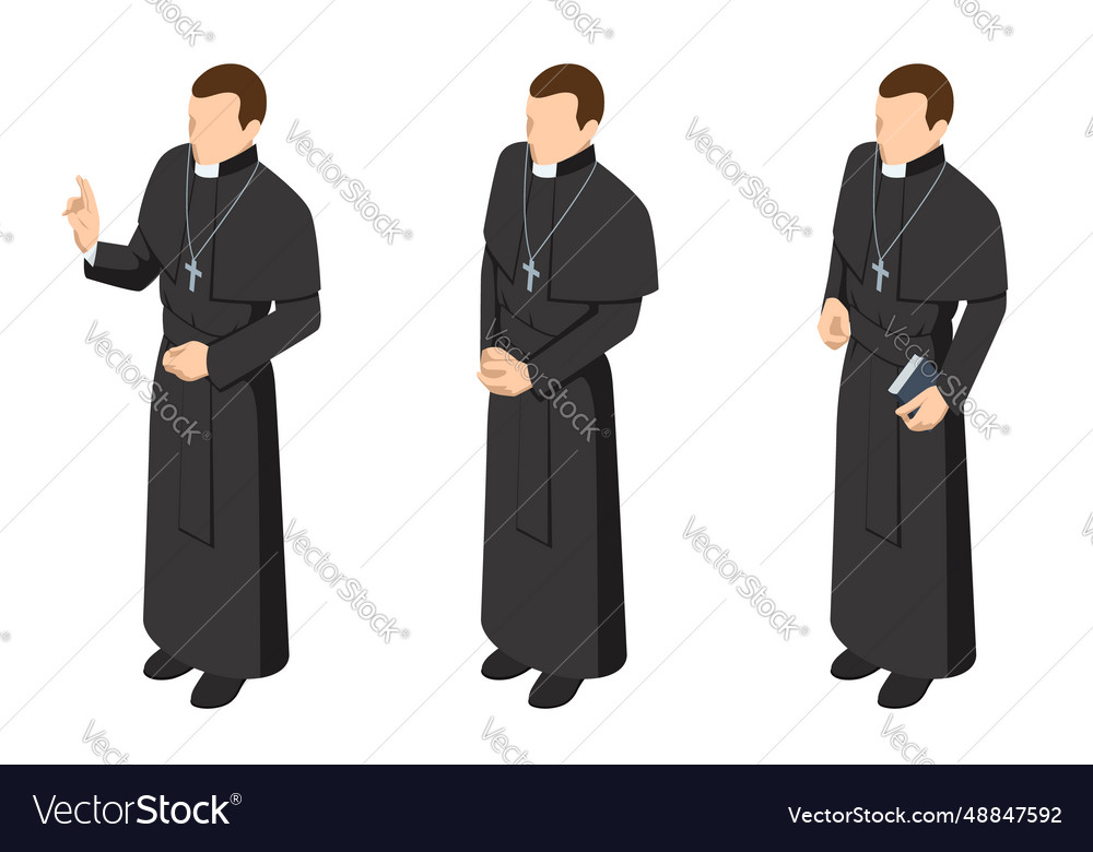 Isometric catholic priest in vestment isolated Vector Image