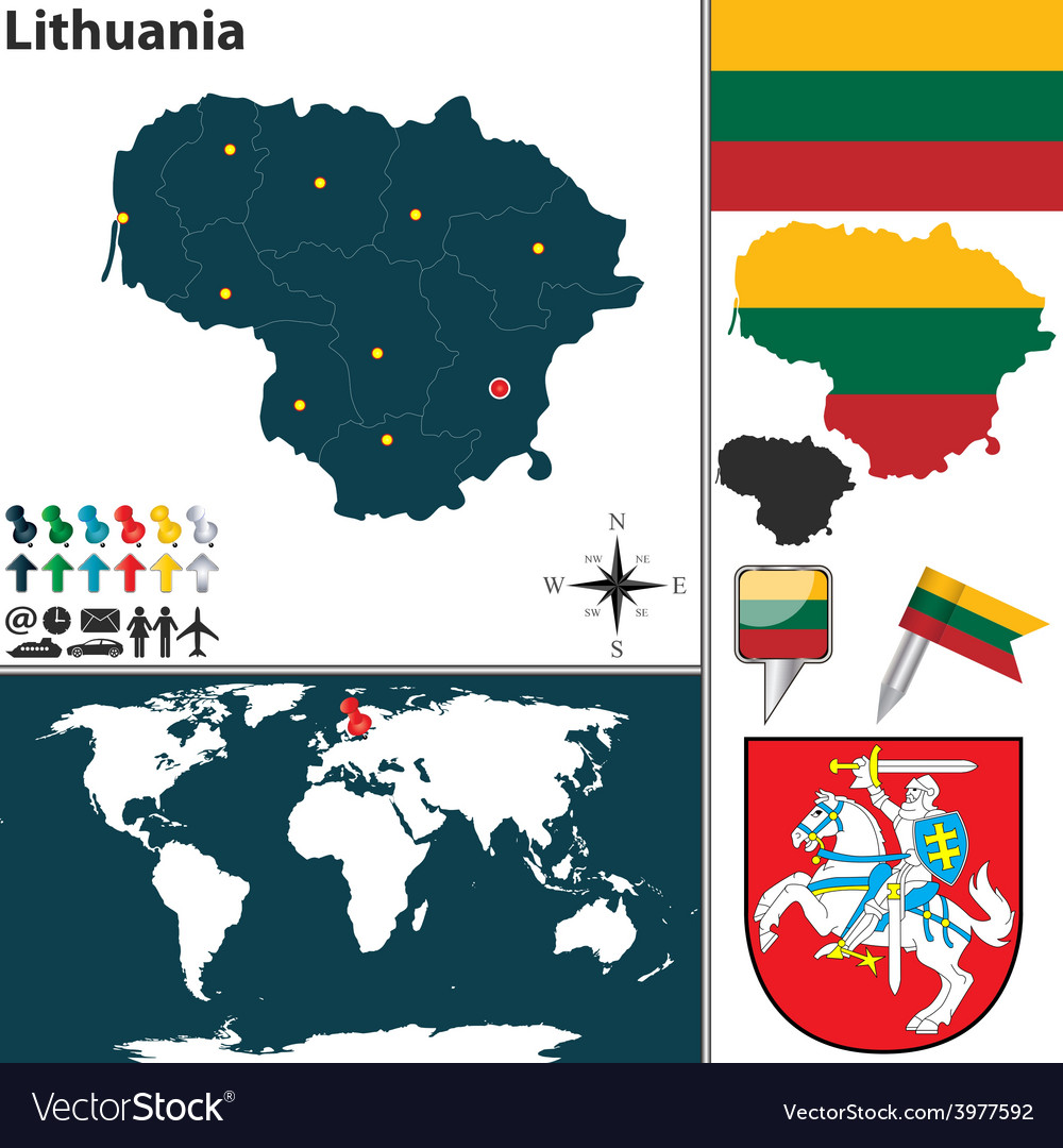 Lithuania map Royalty Free Vector Image - VectorStock