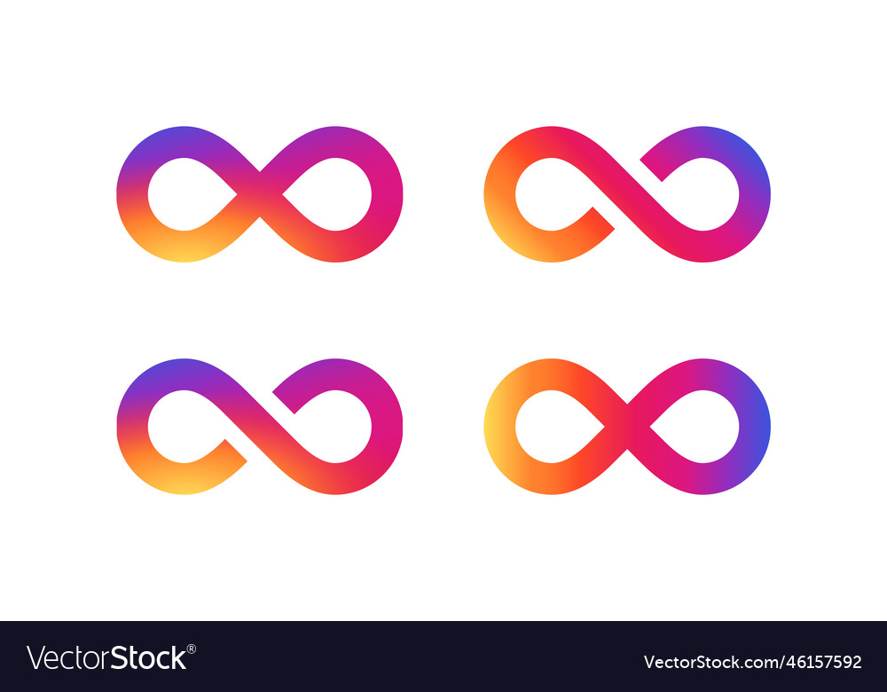 Set infinity symbols with smooth gradient isolated