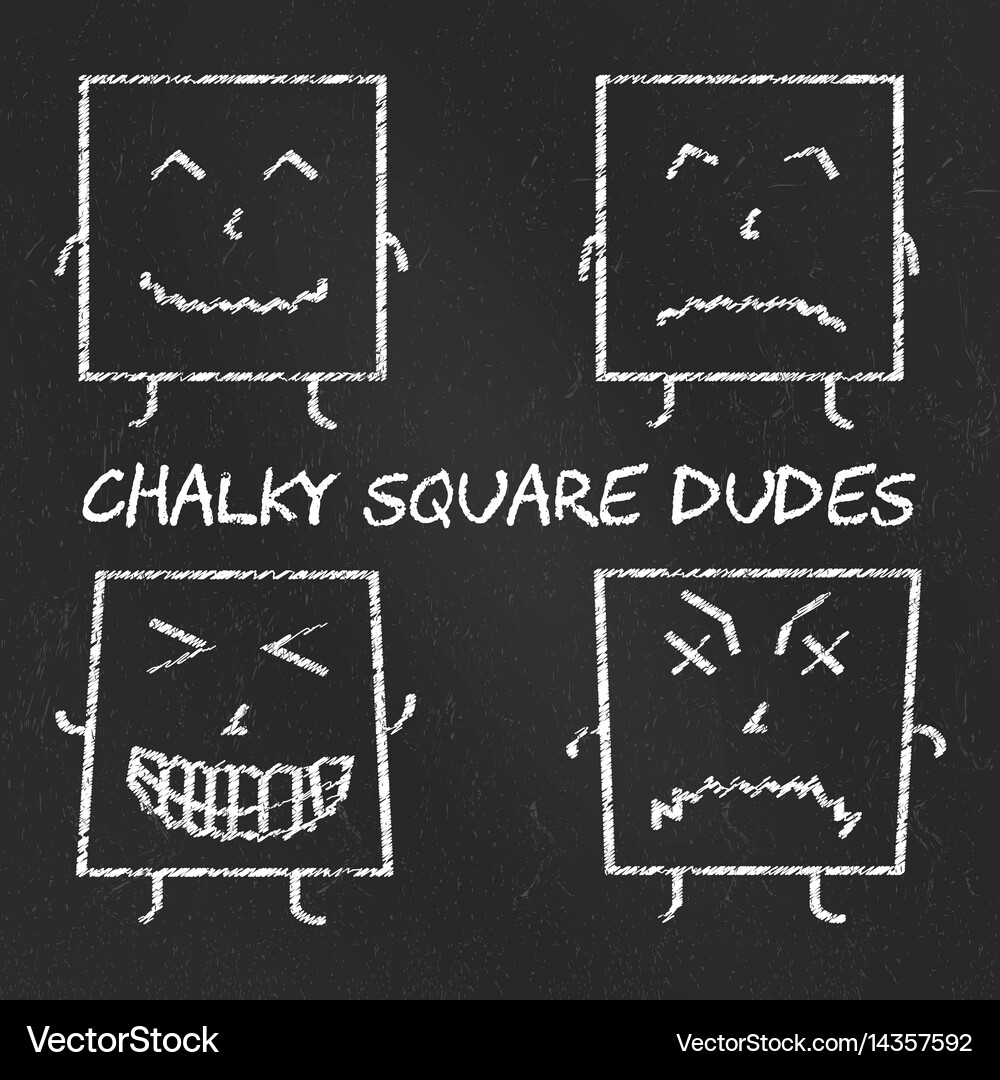 Set of chalk emoticons blackboard background Vector Image