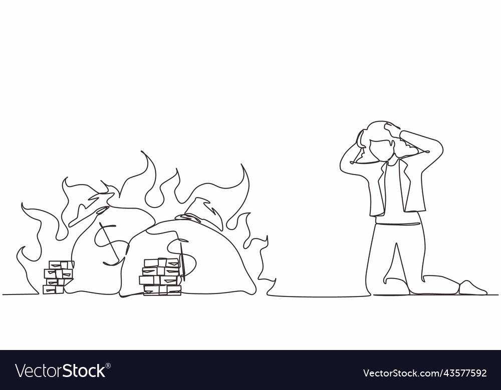 Single continuous line drawing upset Royalty Free Vector Single continuous line drawing upset Royalty Free Vector
