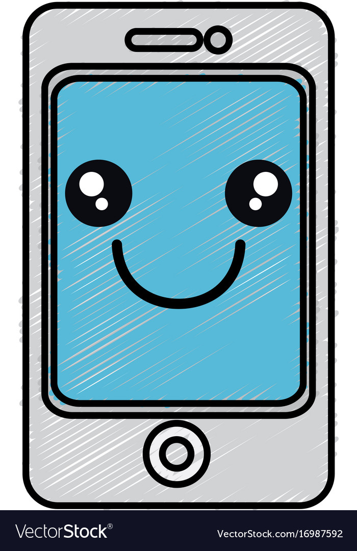 Smartphone device kawaii character Royalty Free Vector Image