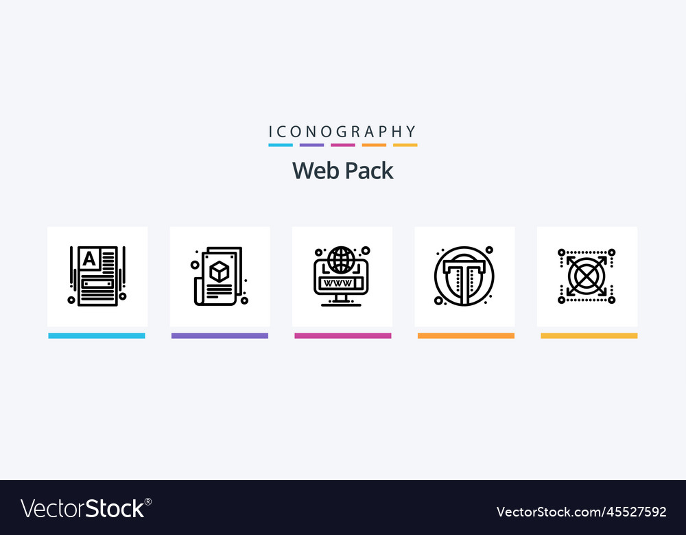 Web pack line 5 icon pack including text Vector Image