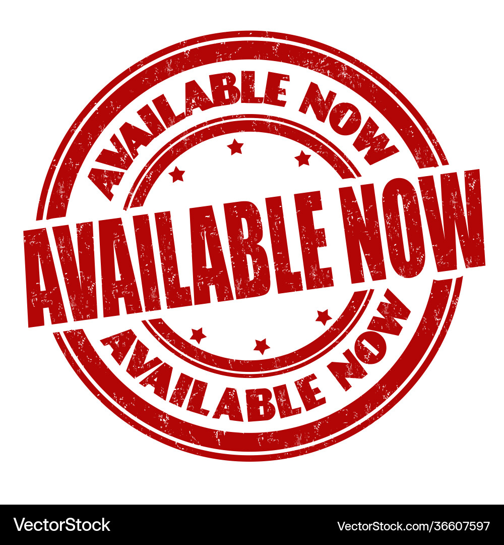 Available now grunge rubber stamp Royalty Free Vector Image