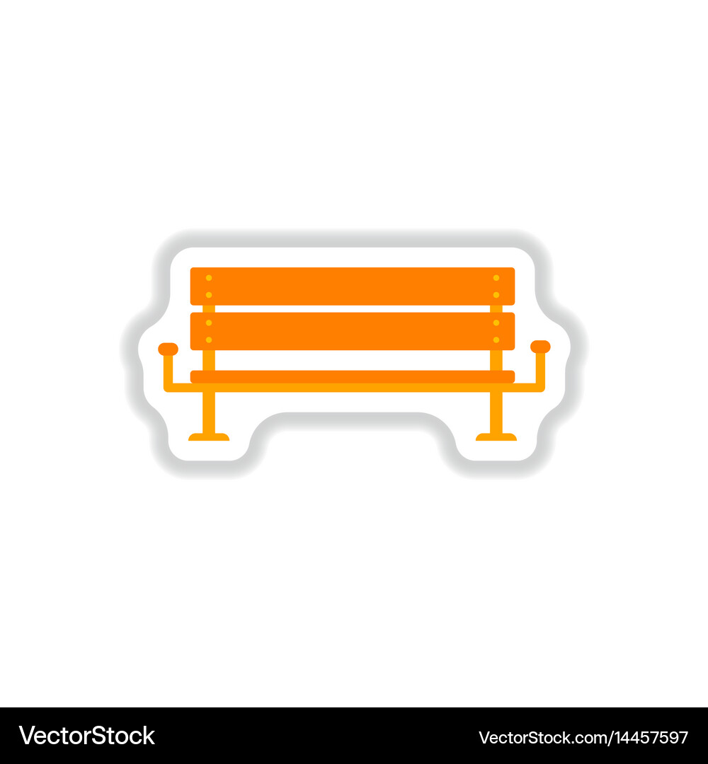 Bench icon in paper sticker style Royalty Free Vector Image