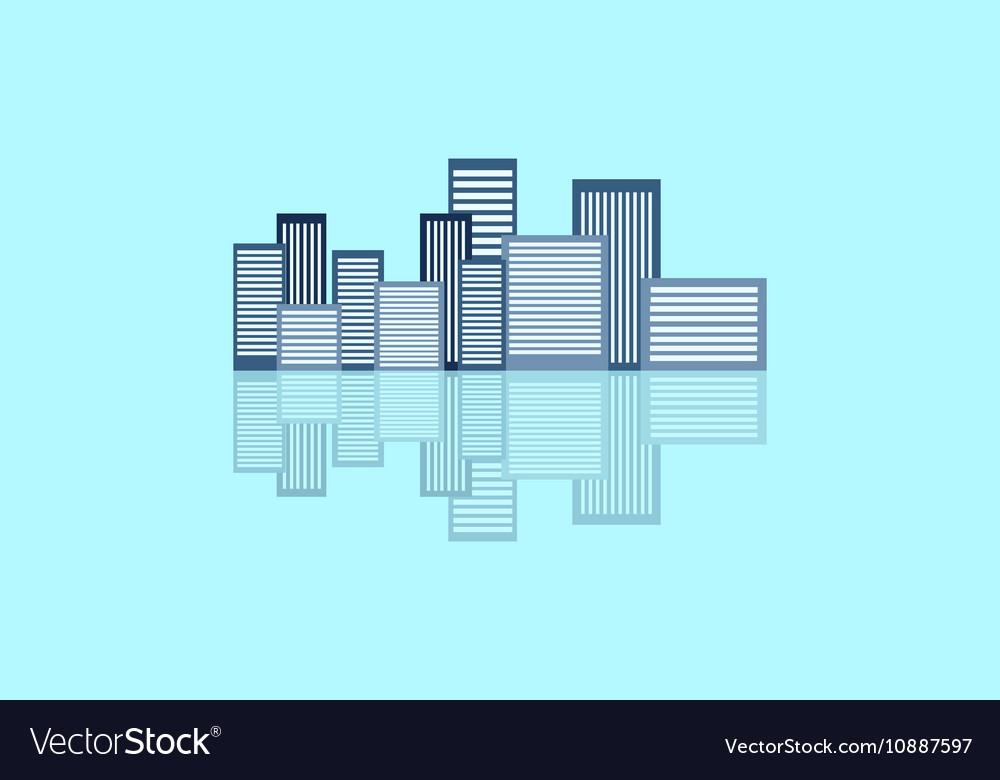 Building flat with reflection Royalty Free Vector Image