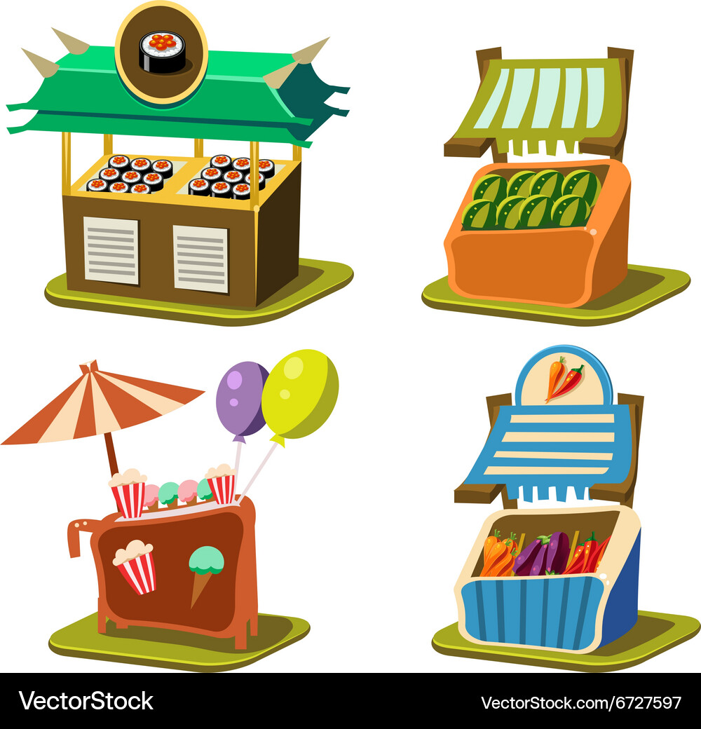 Cart stall food Royalty Free Vector Image - VectorStock