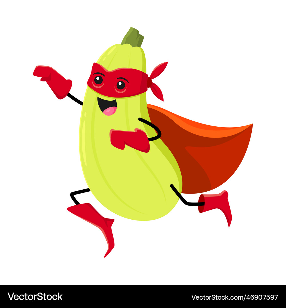 Cartoon squash super hero vegetable character Vector Image