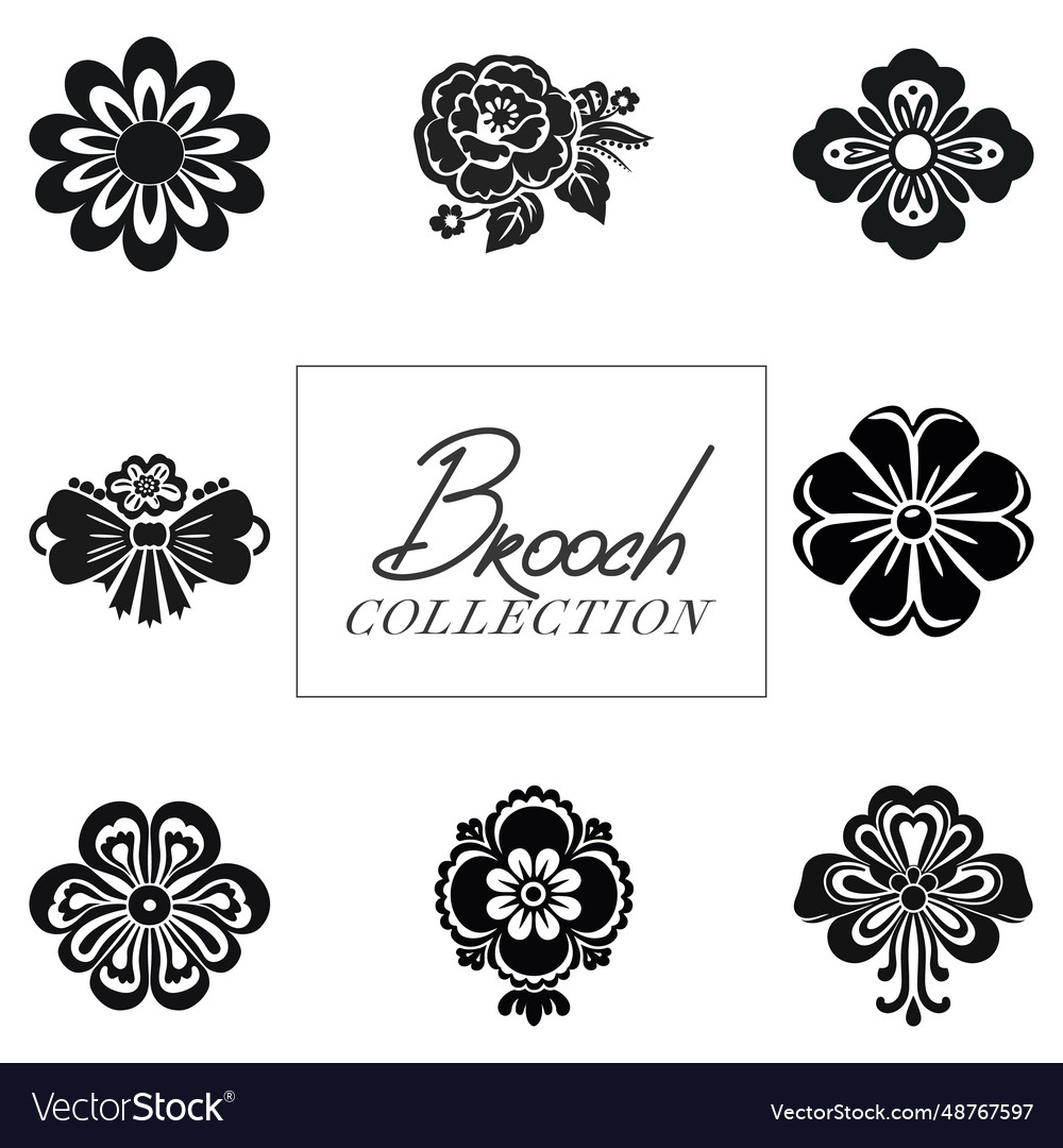 Chic brooch graphics pack Royalty Free Vector Image