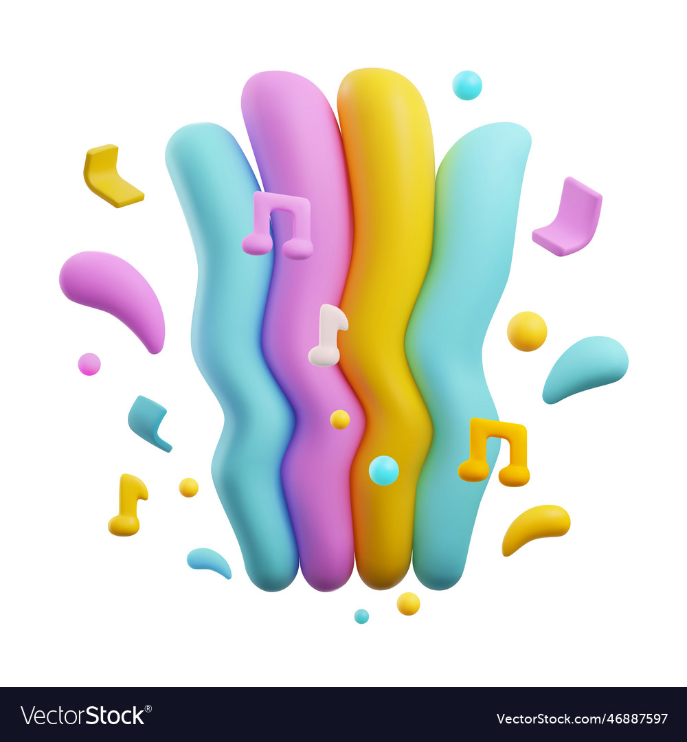 Colorful flow splash with music notes realistic Vector Image