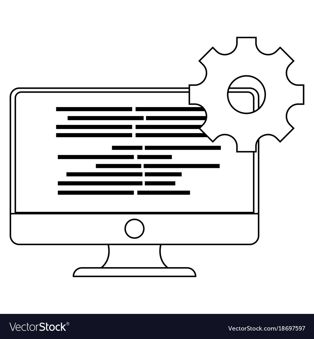 Computer and gear design Royalty Free Vector Image