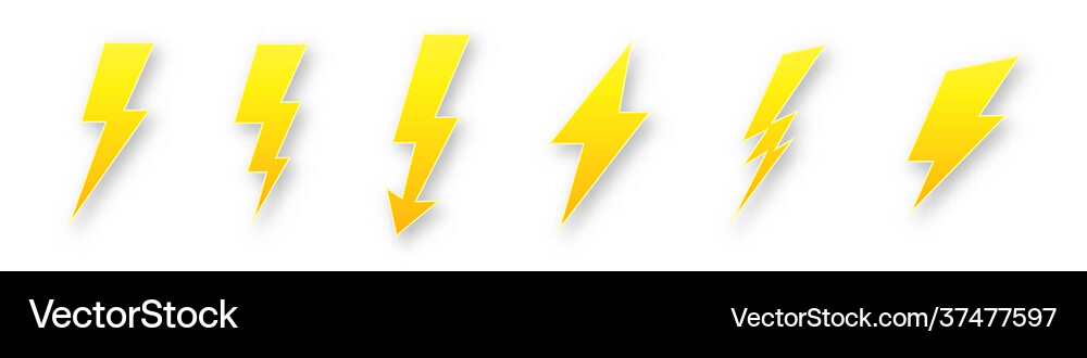 Electric lightning discharges icons bolt flashes Vector Image