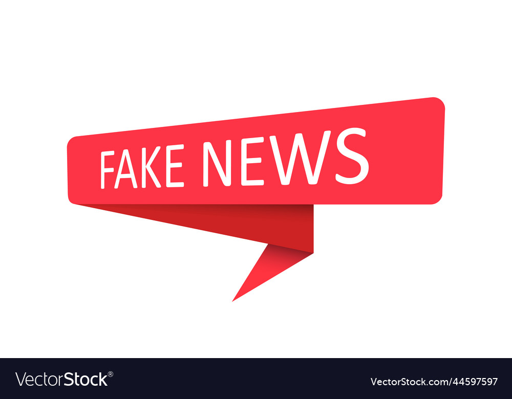 Fake news a red banner pointer sticker label Vector Image Fake news a red banner pointer sticker label Vector Image