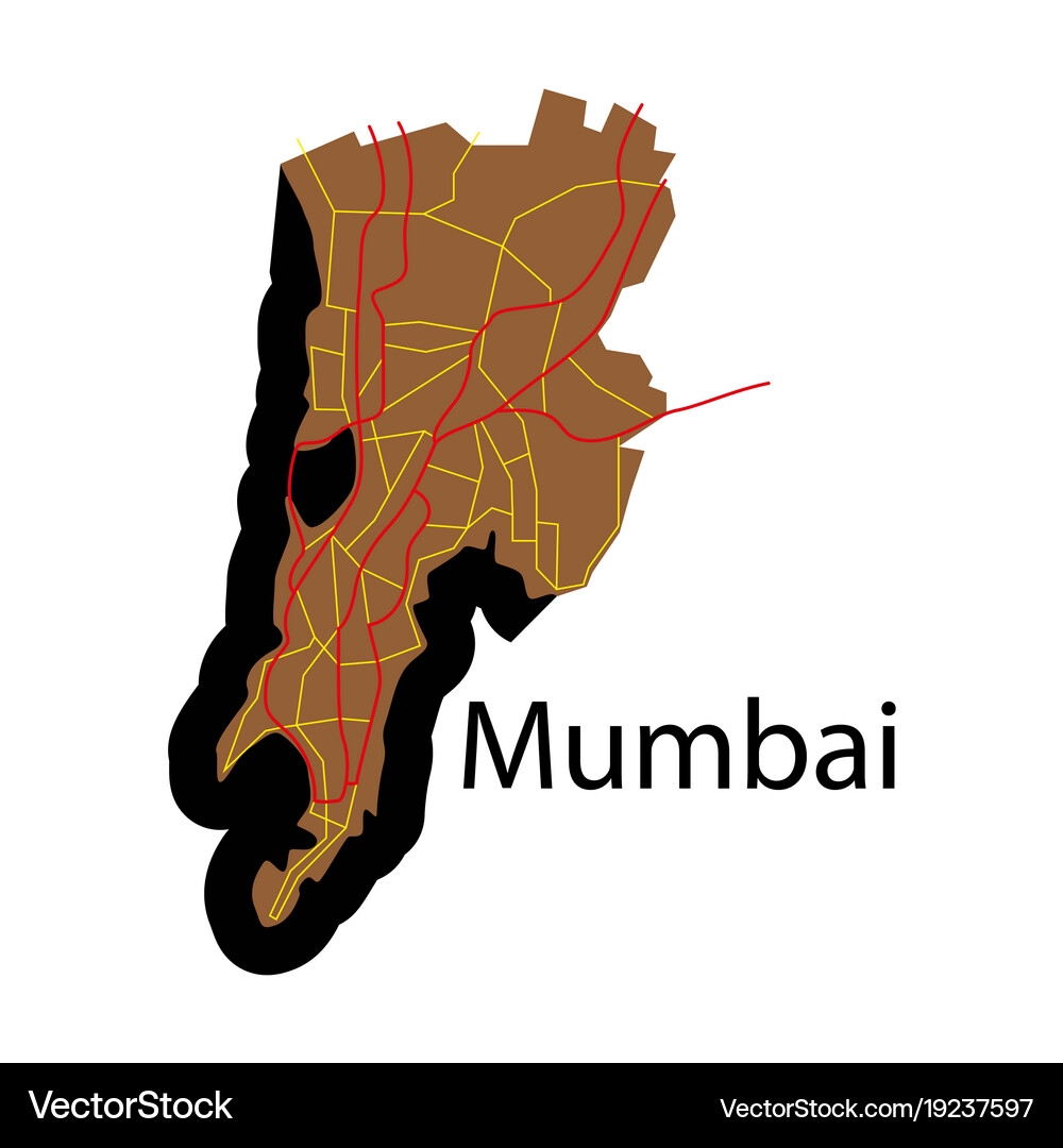 Flat icon map of mumbai Royalty Free Vector Image