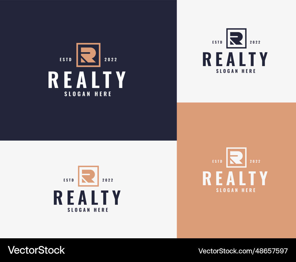 Geometric letter r logo with square modern Vector Image