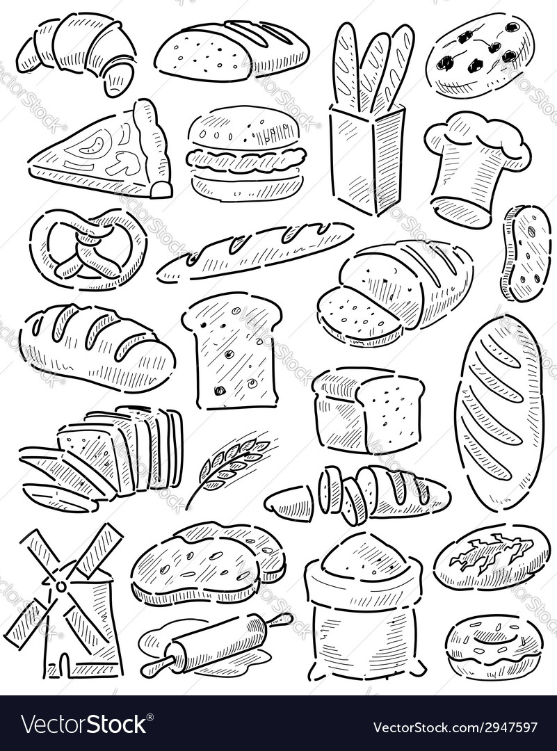 Hand drawn bread Royalty Free Vector Image - VectorStock