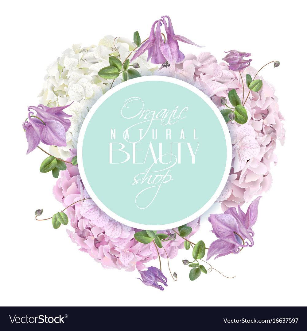 Hydrangea round logo Royalty Free Vector Image