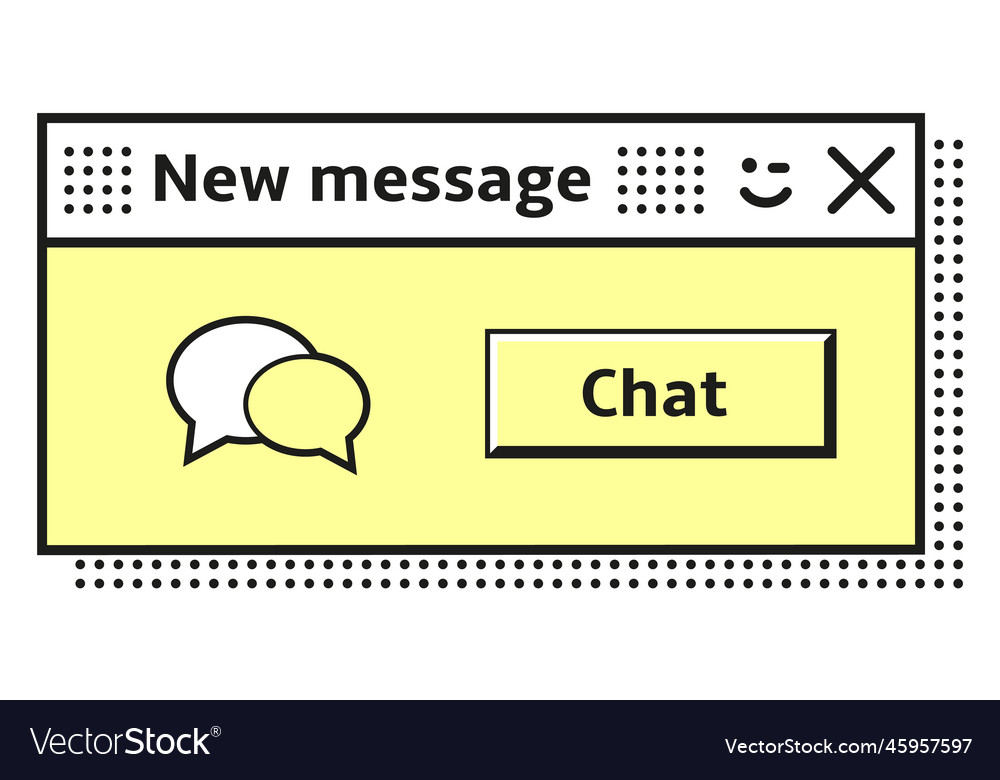 New message window retro messenger interface Vector Image