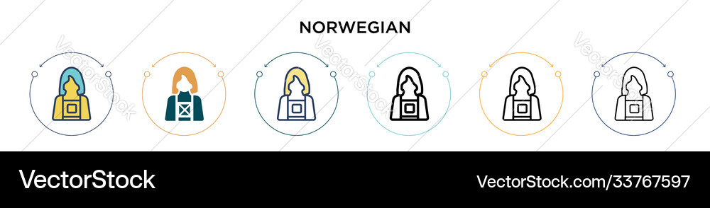 Norwegian icon in filled thin line outline Vector Image