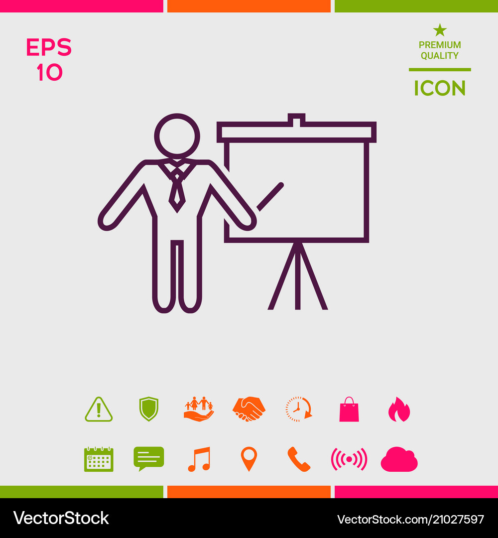 Presentation sign - line icon man standing Vector Image