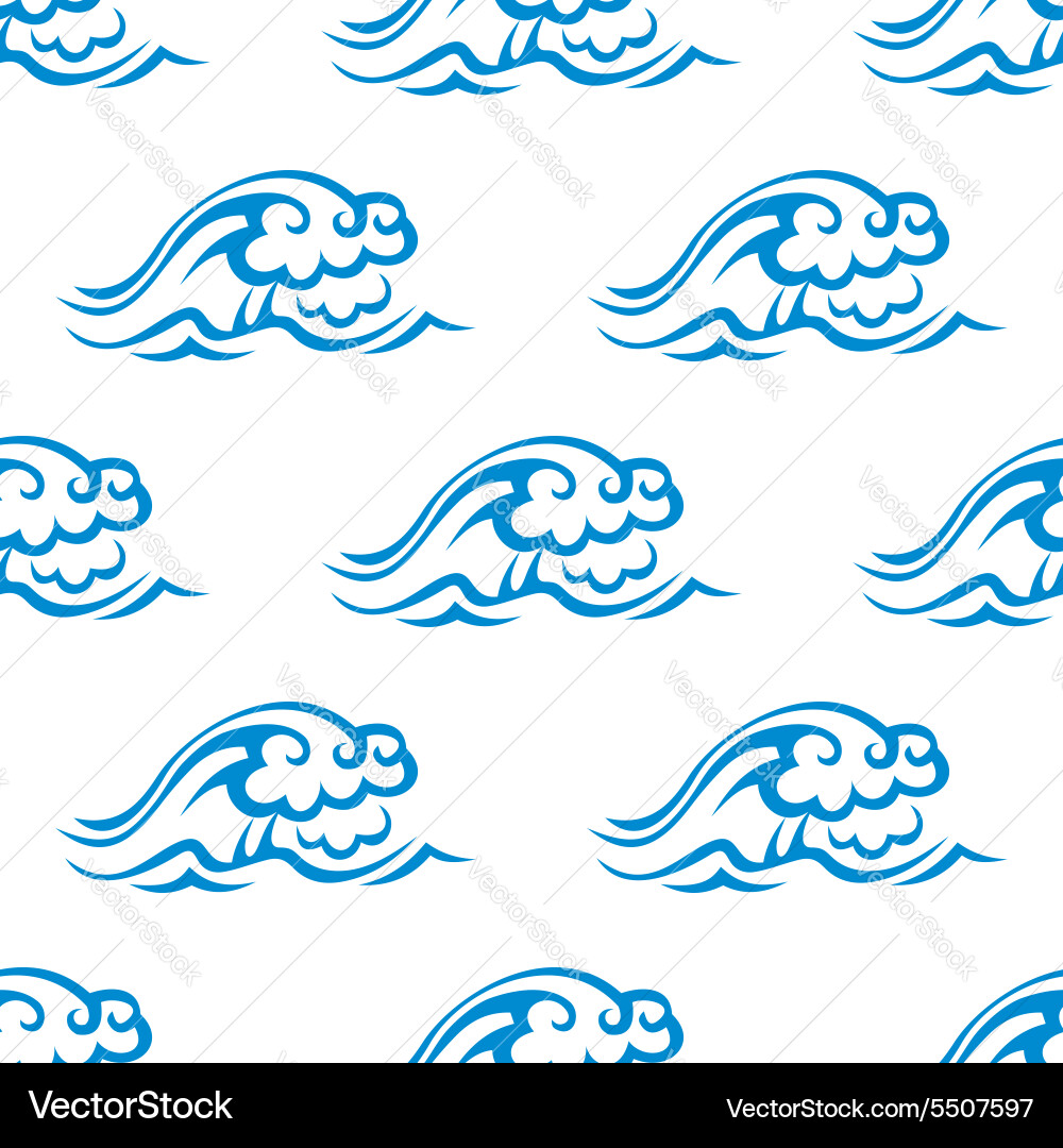 Seamless pattern of blue sea waves Royalty Free Vector Image