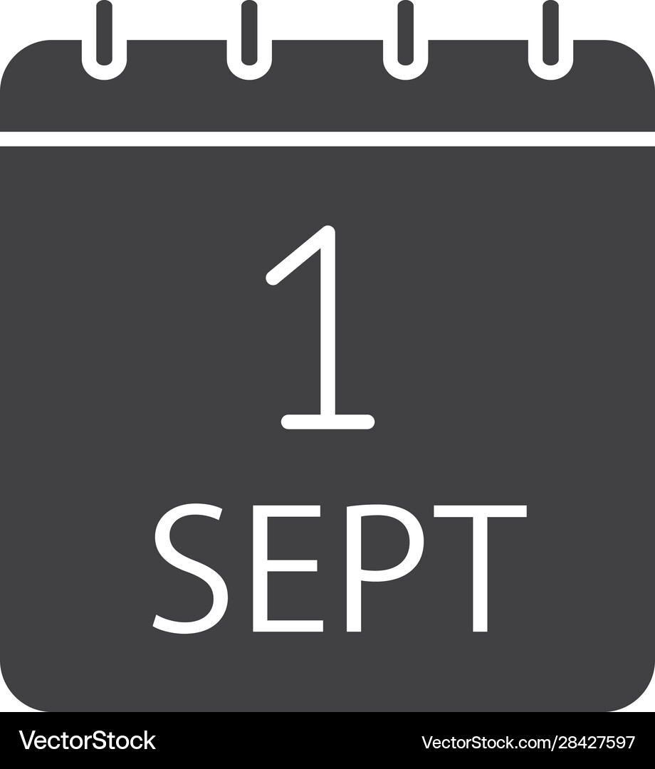September 1st date glyph icon Royalty Free Vector Image