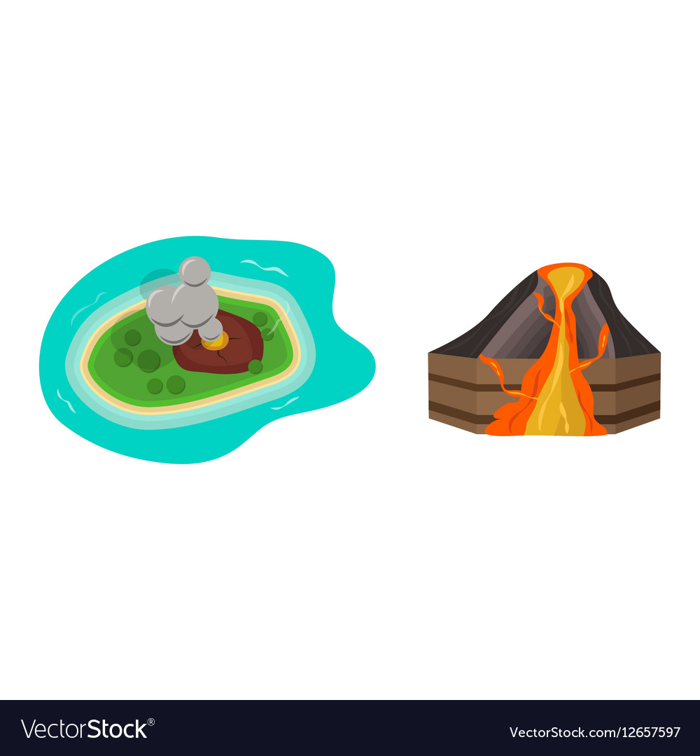 Volcano set Royalty Free Vector Image - VectorStock