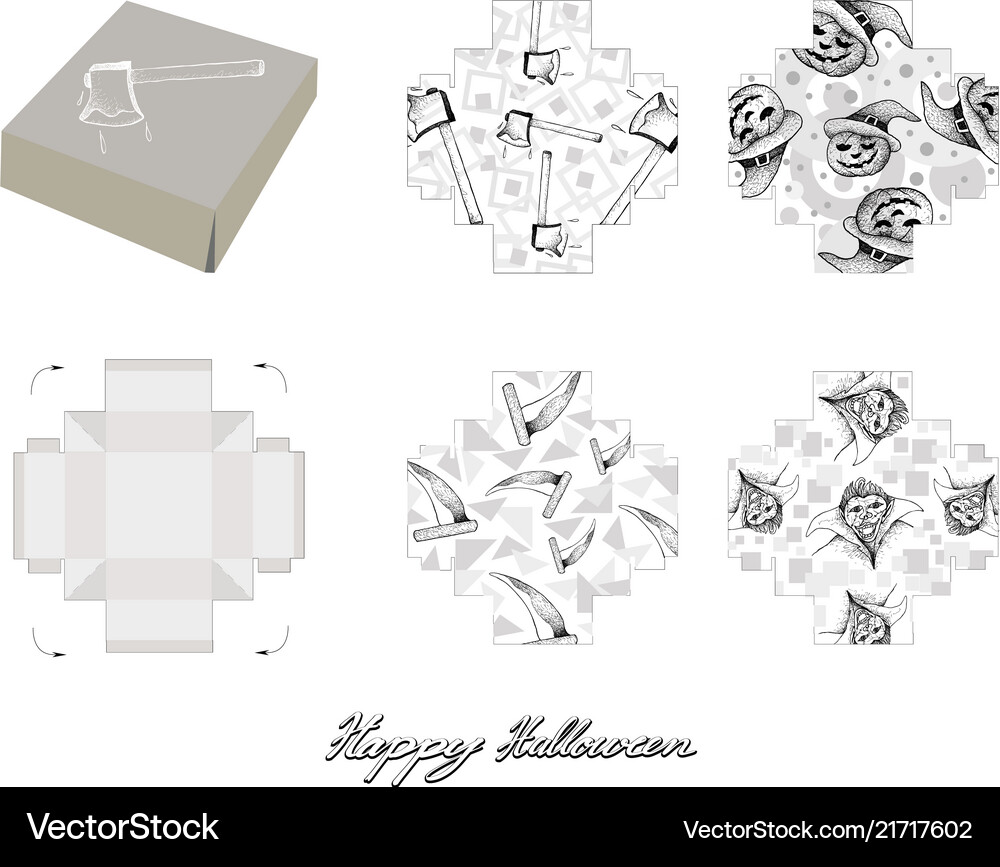 Die cut paper carton boxes with halloween package Vector Image