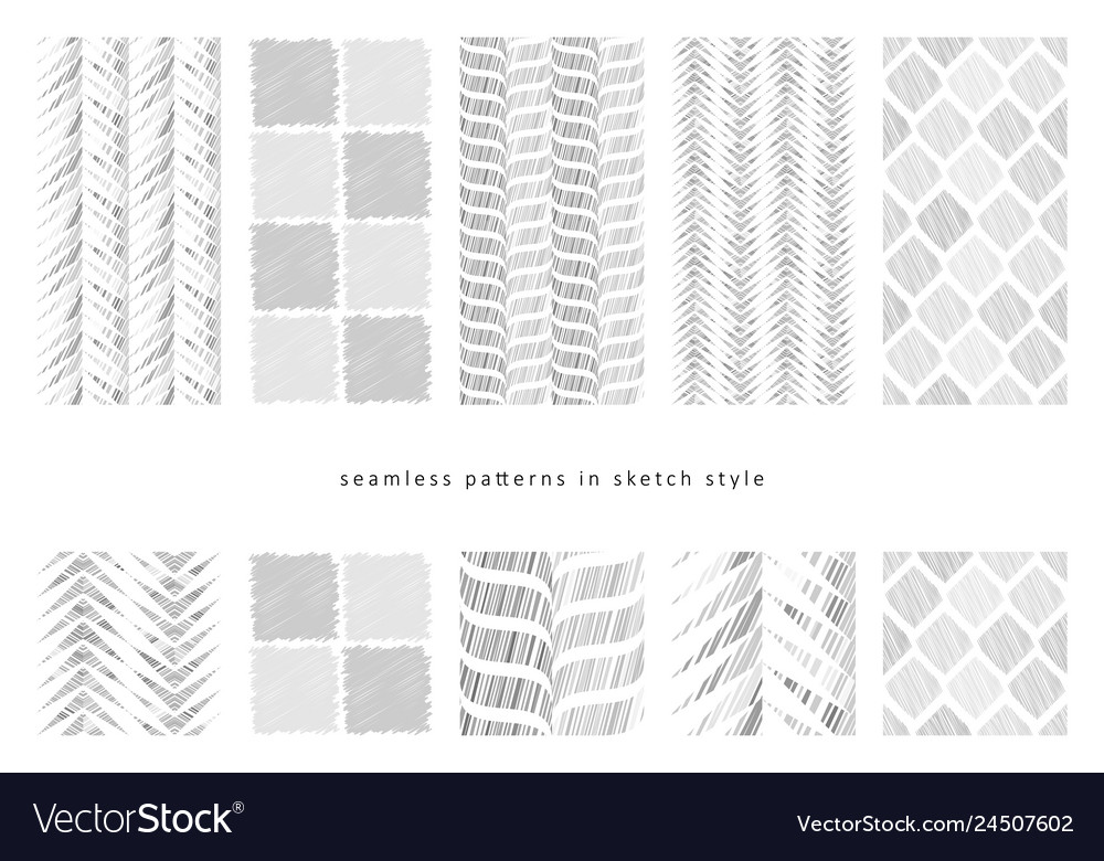 Grayscale abstract seamless patterns Royalty Free Vector